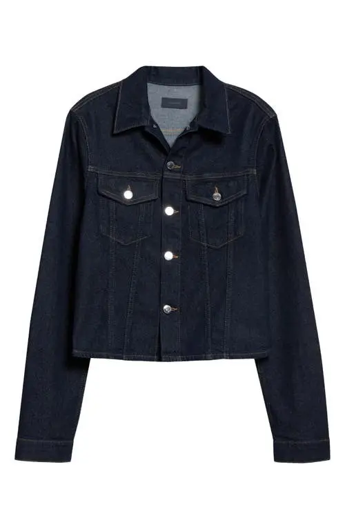 HAIKURE Cherry Cropped Denim Trucker Jacket