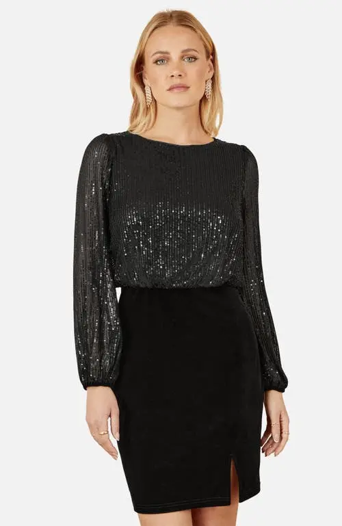 YUMI Sequin And Velvet Mini Dress