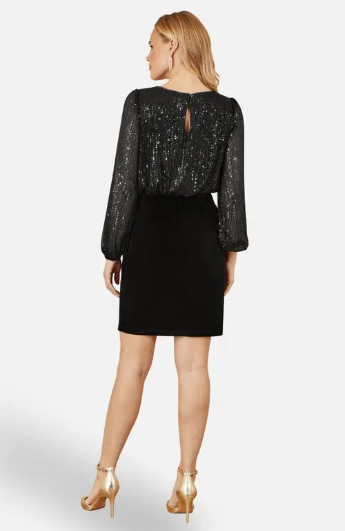 YUMI Sequin And Velvet Mini Dress