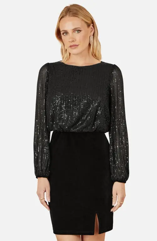 YUMI Sequin And Velvet Mini Dress