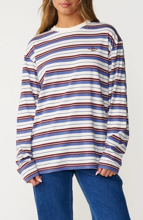 Rip Curl S-series Oversized Striped Long Sleeve T-shirt - Dark Plum
