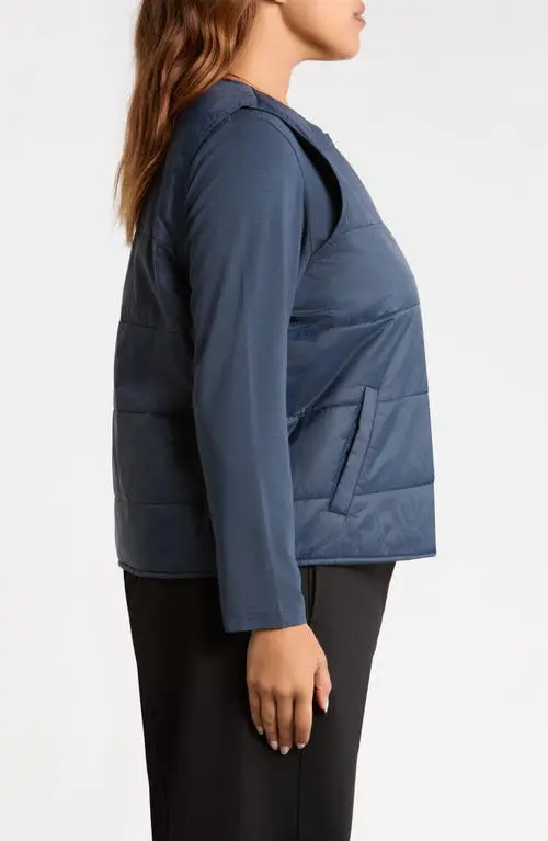 Eileen Fisher Round Neck Quilted Vest