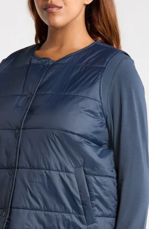 Eileen Fisher Round Neck Quilted Vest