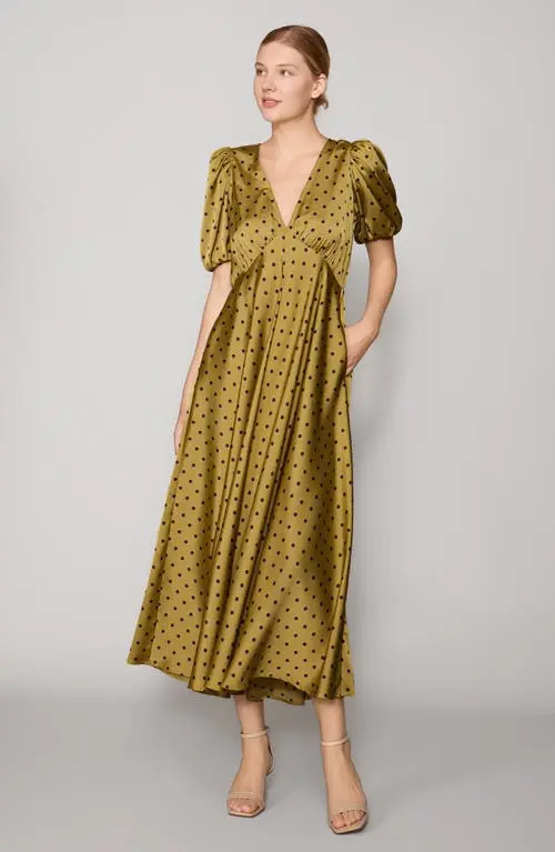MELLODAY Polka Dot Satin Maxi Dress