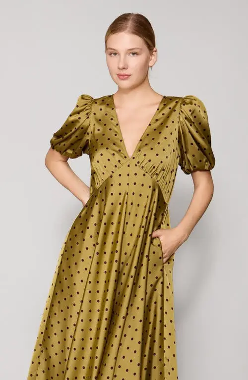 MELLODAY Polka Dot Satin Maxi Dress