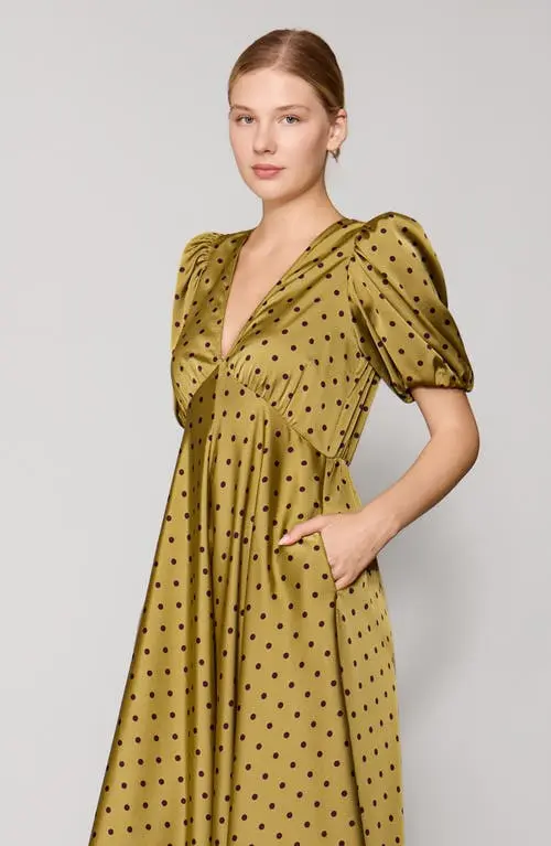 MELLODAY Polka Dot Satin Maxi Dress