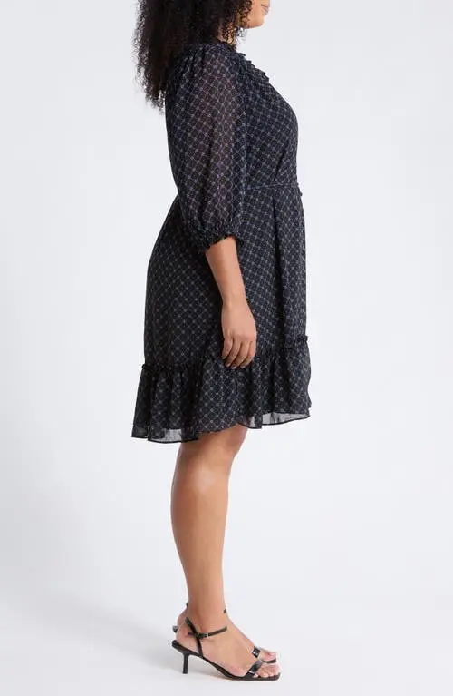CECE DUPRAZ Ruffled V-neck Mini Dress - Rich Black
