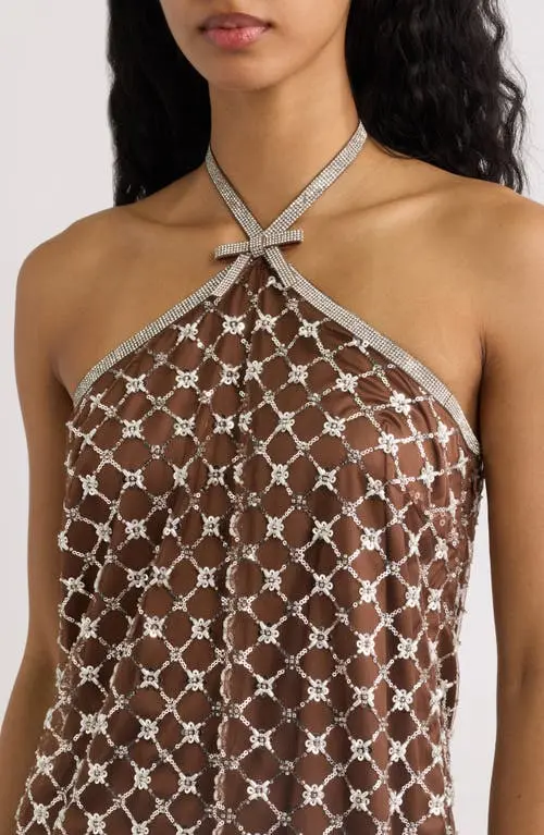Saylor Cinna Embellished Halter Minidress