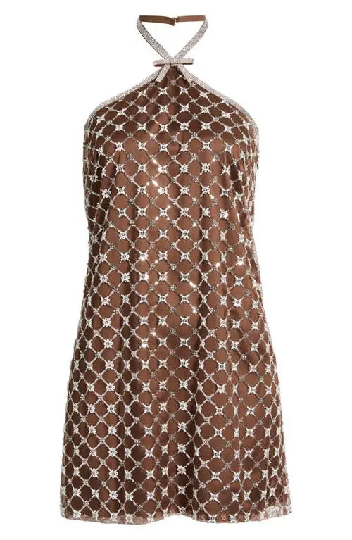 Saylor Cinna Embellished Halter Minidress