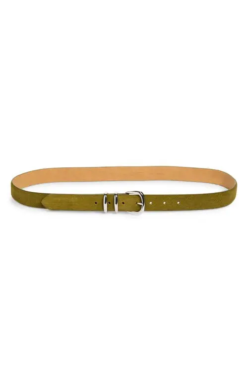 Nordstrom Suede Belt With Gold Tone Buckle - Olive- Silver