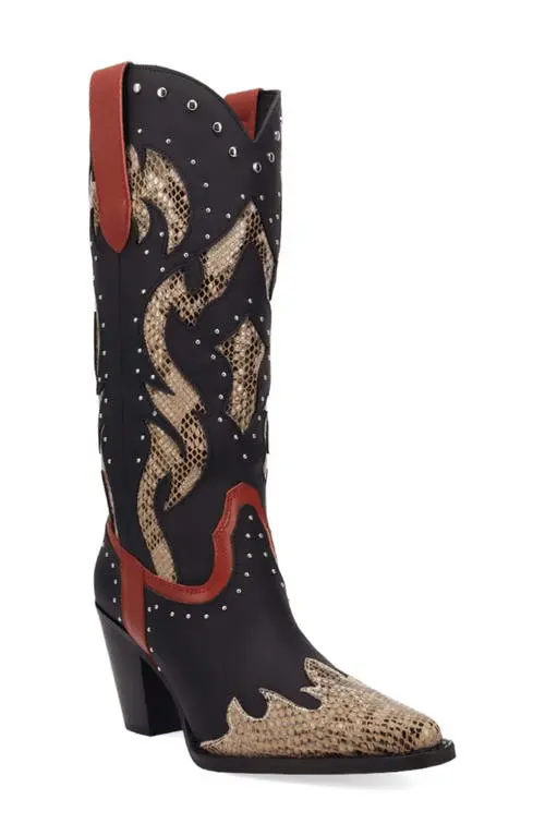 DINGO Untamed Genuine Calf Hair Western Boot - Black