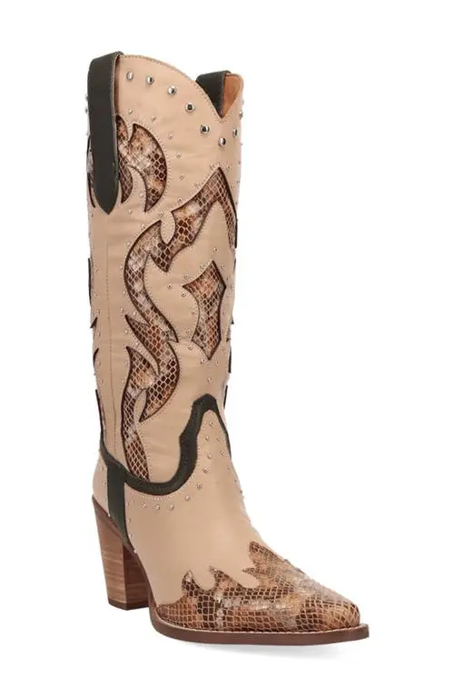 DINGO Untamed Genuine Calf Hair Western Boot - Sand