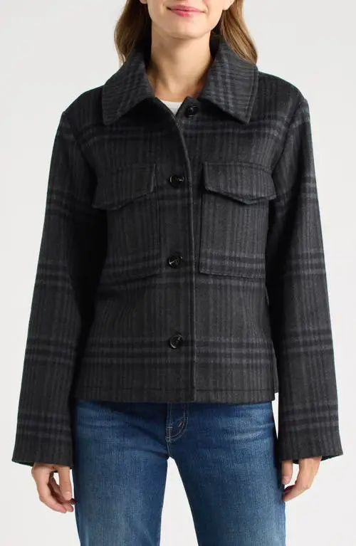 Bernardo Plaid Button-front Jacket - Grey Plaid