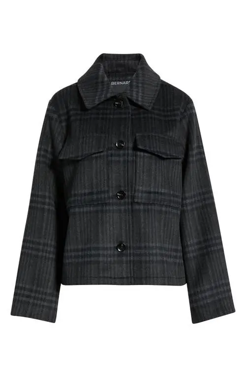 Bernardo Plaid Button-front Jacket - Grey Plaid