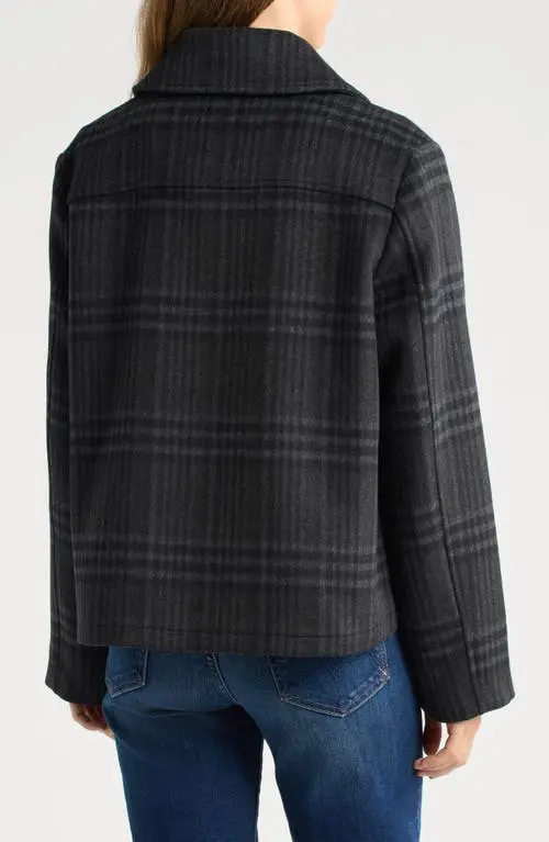 Bernardo Plaid Button-front Jacket - Grey Plaid