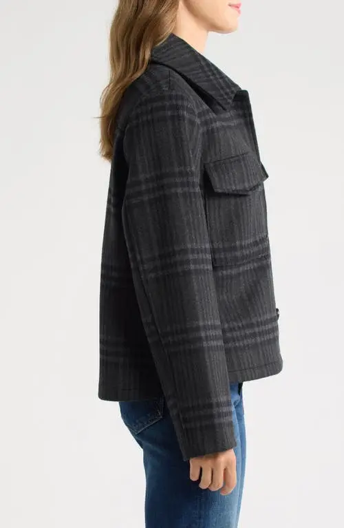 Bernardo Plaid Button-front Jacket - Grey Plaid