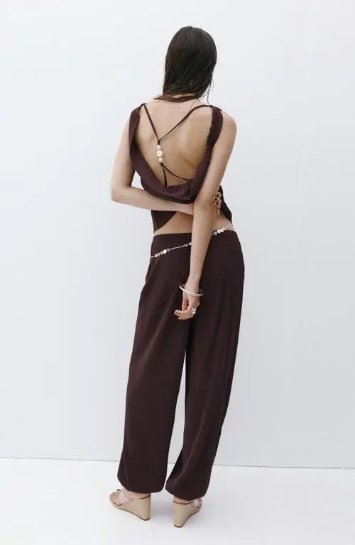 Mango Textured Baggy Pants