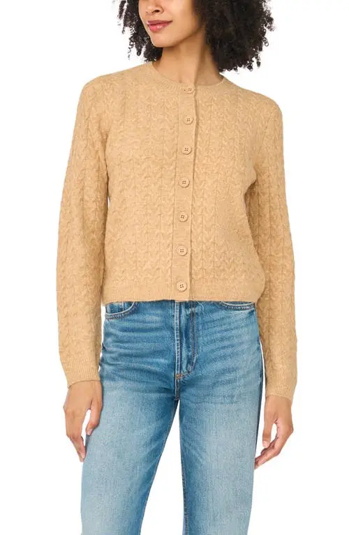Vince Camuto Cable Knit Cardigan - Latte Heather