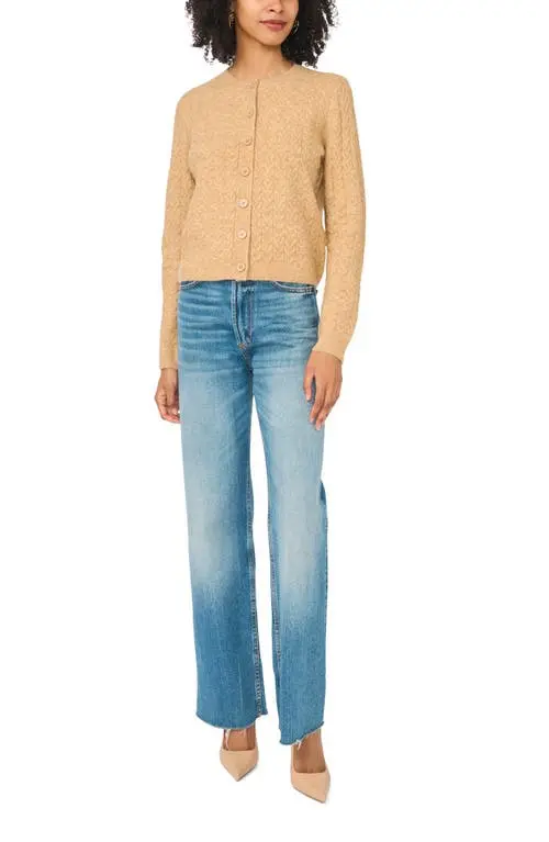Vince Camuto Cable Knit Cardigan - Latte Heather