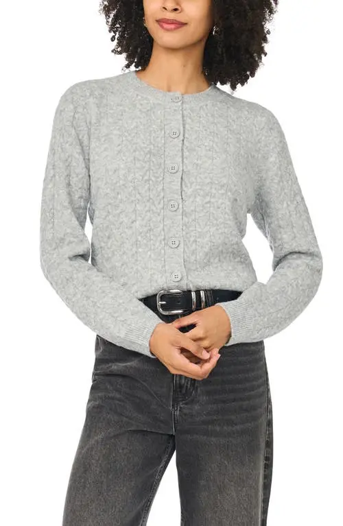 Vince Camuto Cable Knit Cardigan - Light Heather Grey