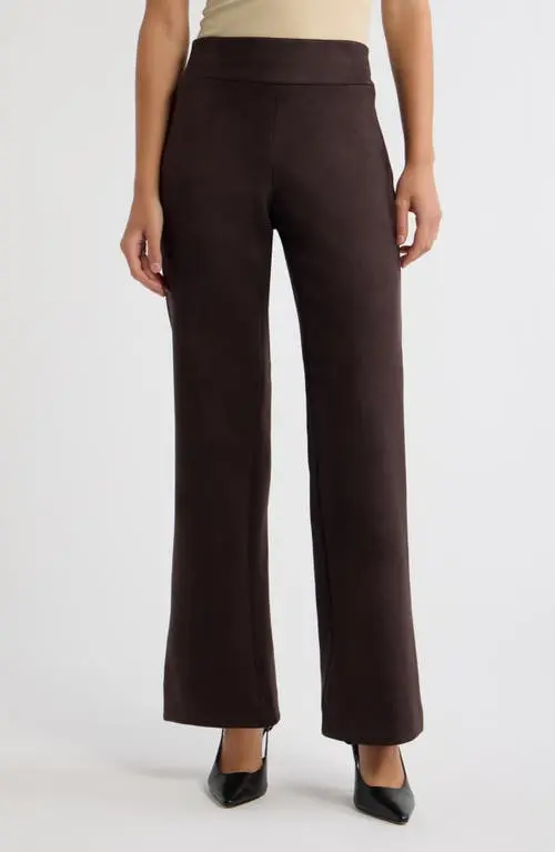 Anne Klein High Waist Wide Leg Faux Suede Pants