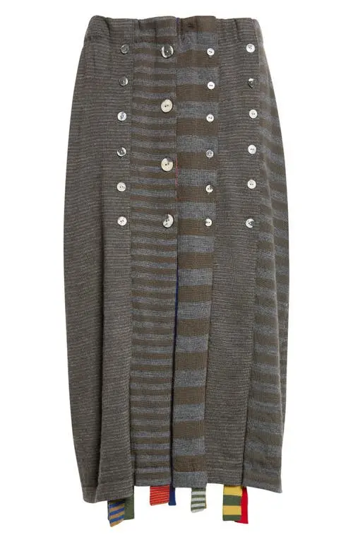 YANYAN Mismatch Merino Wool Midi Skirt