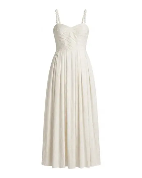 CARTOLINA Marabel Sweetheart Jacquard Midi Dress - Ivory
