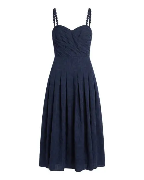 CARTOLINA Marabel Sweetheart Jacquard Midi Dress - Midnight Blue
