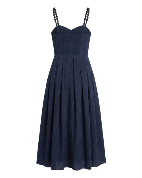 CARTOLINA Marabel Sweetheart Jacquard Midi Dress - Midnight Blue