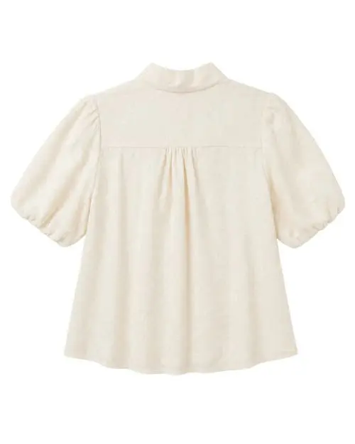 CARTOLINA Peggy Tie Neck Jacquard Blouse - Ivory