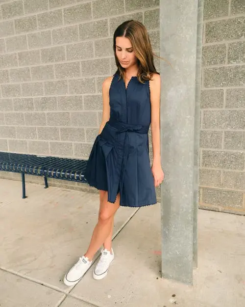 CARTOLINA Hadley Cotton Poplin Romper - Navy