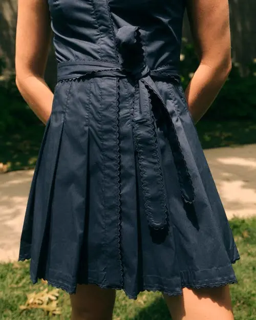 CARTOLINA Hadley Cotton Poplin Romper - Navy