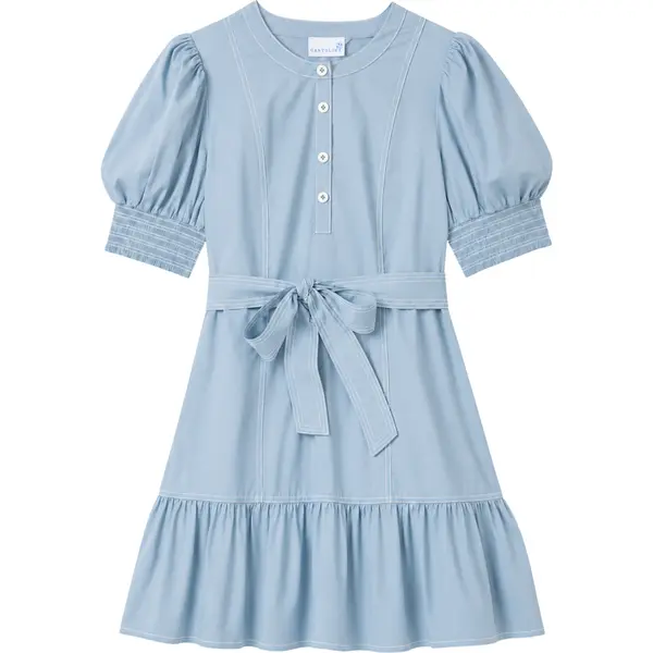 CARTOLINA Bonnie Cotton Poplin Mini Dress - Light Blue