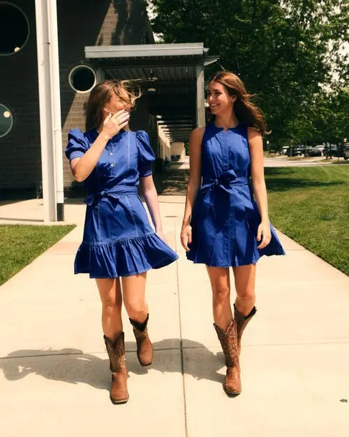 CARTOLINA Bonnie Cotton Poplin Mini Dress - Royal Blue