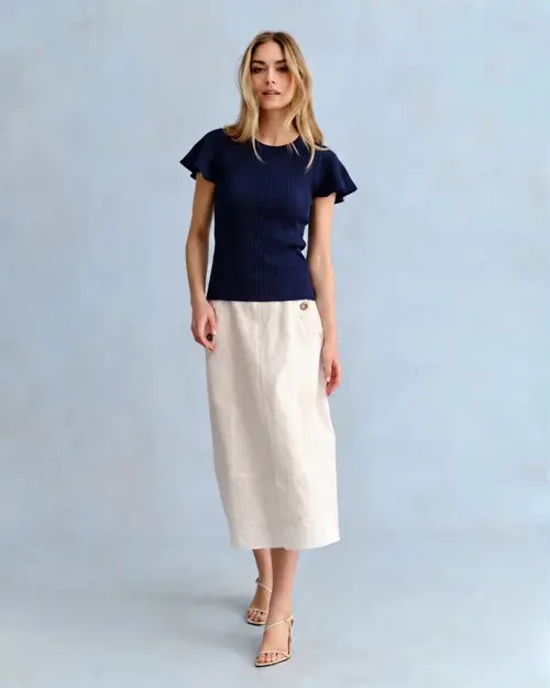 CARTOLINA Sonia Knit Top - Midnight Blue