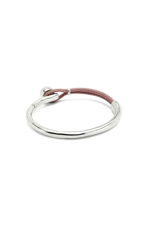 UNODE50 Sterling Plated Semi-rigid Bracelet With Lilac Leather And Ball Detail