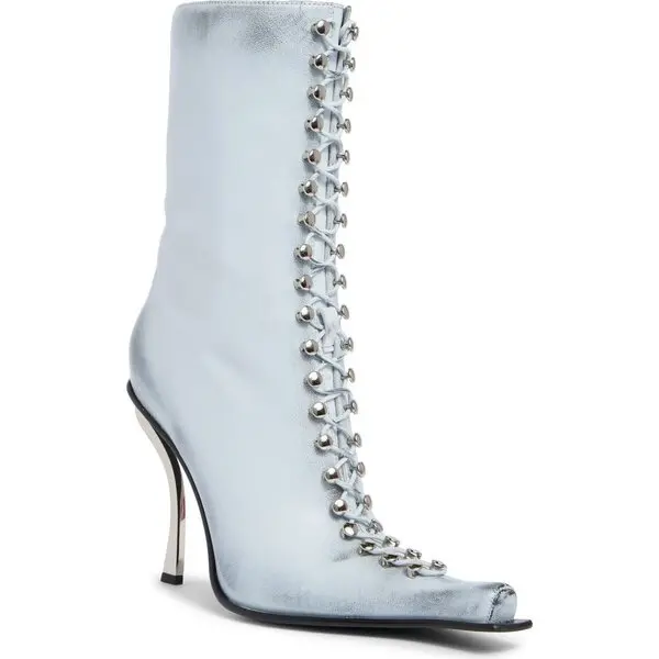 Jeffrey Campbell Dauntless Leather Bootie - White Ruboff