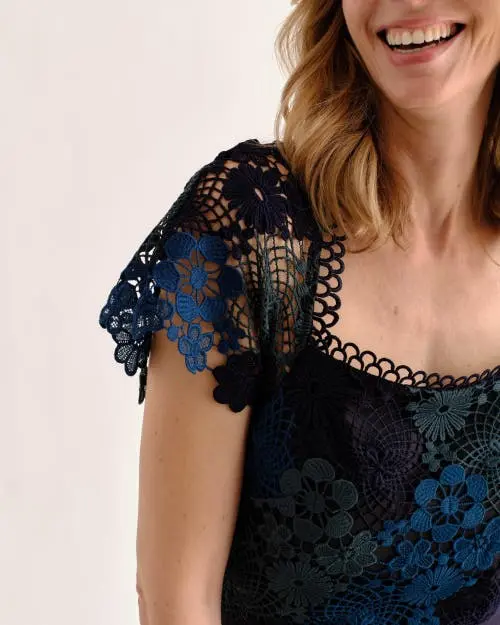 CARTOLINA Waverly Ombre Lace Midi Dress