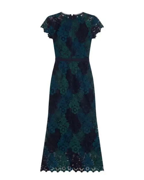 CARTOLINA Waverly Ombre Lace Midi Dress