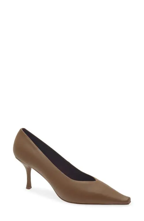 Jeffrey Campbell Campaign Leather Pointed Toe Pump - Toast