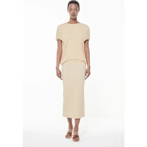 LEEM Knit Covered Chain Detail Top - Natural