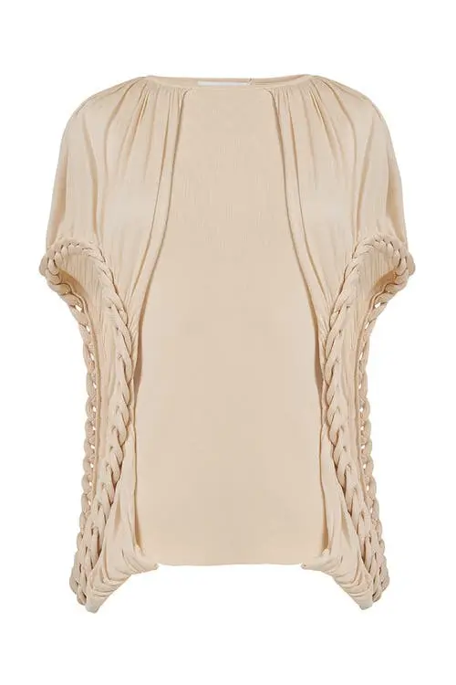LEEM Knit Covered Chain Detail Top - Natural