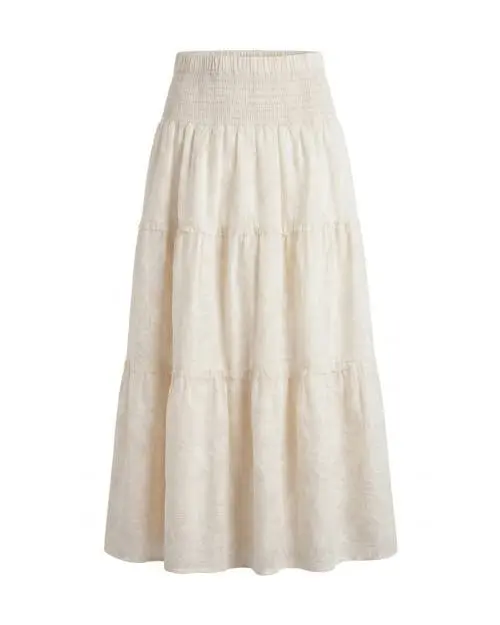 CARTOLINA Kylie Smocked Jacquard Midi Skirt - Ivory