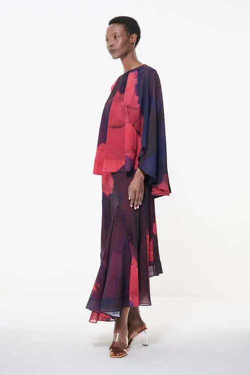 LEEM Paneled Printed Skirt