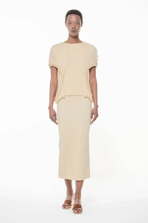 LEEM Knit Pencil Skirt - Natural