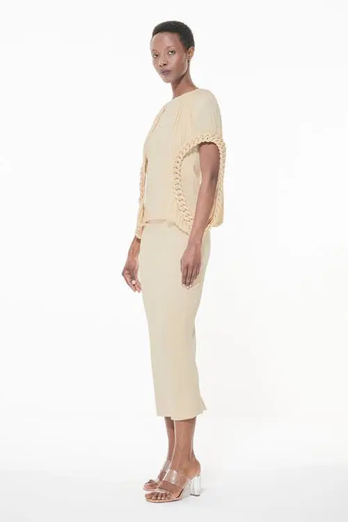 LEEM Knit Pencil Skirt - Natural