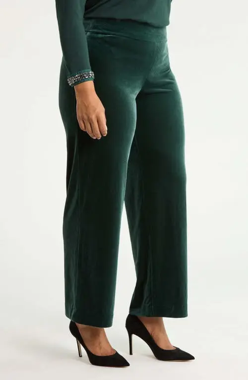 Anne Klein High Waist Wide Leg Pull-on Pants - Pine Forest