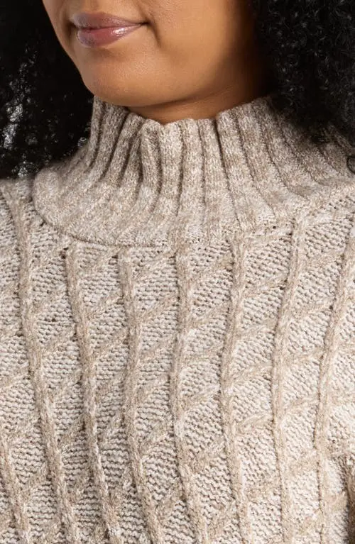 Eileen Fisher Diamond Cable Mock Neck Sweater