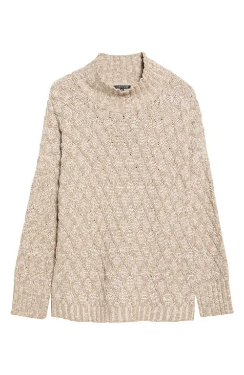 Eileen Fisher Diamond Cable Mock Neck Sweater