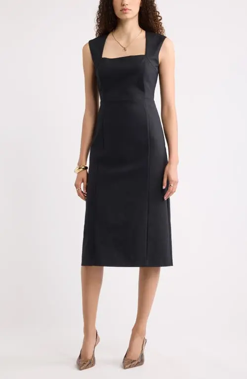 Chelsea28 Square Neck Midi Dress - Black